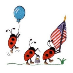 Patriotic Ladybug Parade Embroidery Design | EmbroideryDesigns.com