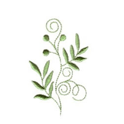 Green Plant Swirl Embroidery Design | EmbroideryDesigns.com