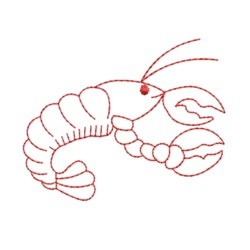 Redwork Crayfish Embroidery Design | EmbroideryDesigns.com