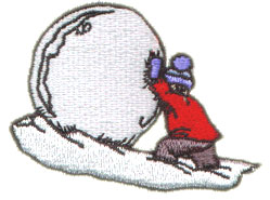 Boy & Snowball Embroidery Design | EmbroideryDesigns.com