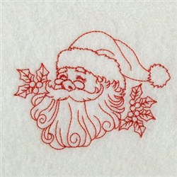 Redwork Santa Embroidery Design | EmbroideryDesigns.com