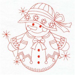 Redwork Snowman Embroidery Design | EmbroideryDesigns.com