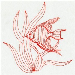 Redwork Angelfish Embroidery Design | EmbroideryDesigns.com