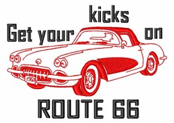 American Muscle Car Route 66 Embroidery Design | EmbroideryDesigns.com