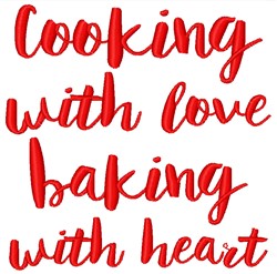 Cooking With Love Baking With Heart Embroidery Design ...
