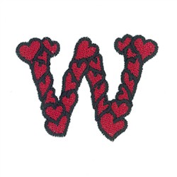 Hearts Lower Case W Embroidery Design | EmbroideryDesigns.com