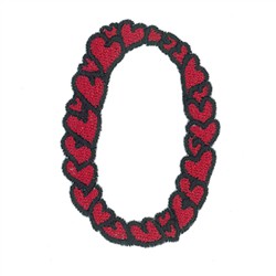 Hearts Number 0 Embroidery Design | EmbroideryDesigns.com