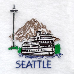Seattle with Symbols Embroidery Design | EmbroideryDesigns.com