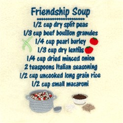 Friendship Soup Recipe Embroidery Design | EmbroideryDesigns.com