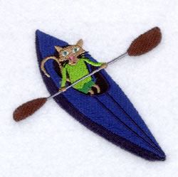 Kayaking Cat Embroidery Design | EmbroideryDesigns.com