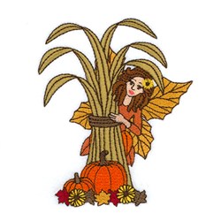 Autumn Fairy with Corn Stalk Embroidery Design | EmbroideryDesigns.com
