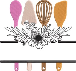 Kitchen Utensil Split Embroidery Design | EmbroideryDesigns.com