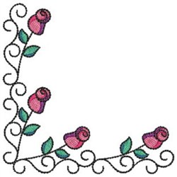 Rosebud Corner Embroidery Design | EmbroideryDesigns.com