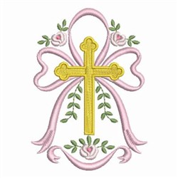 Floral Bows Cross Embroidery Design | EmbroideryDesigns.com