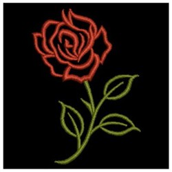 Stemmed Rose Outline Embroidery Design | EmbroideryDesigns.com