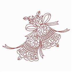 Redwork Wedding Bells Embroidery Design | EmbroideryDesigns.com