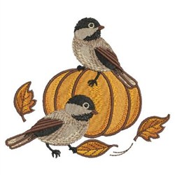 Fall Chickadees Embroidery Design | EmbroideryDesigns.com