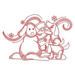 Redwork Snow Dog Embroidery Design | EmbroideryDesigns.com