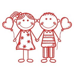 Stick Boy and Girl Embroidery Design | EmbroideryDesigns.com