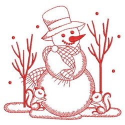 Redwork Snowman Embroidery Design | EmbroideryDesigns.com
