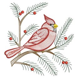 Rippled Christmas Cardinal Embroidery Design | EmbroideryDesigns.com
