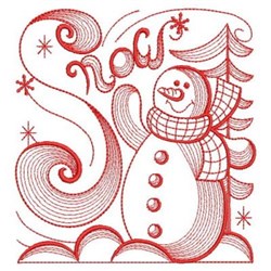 Redwork Snow Snowman Embroidery Design | EmbroideryDesigns.com