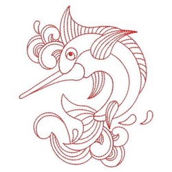 Redwork Swordfish Embroidery Design | EmbroideryDesigns.com