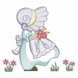 Girl With Flowers Embroidery Design | EmbroideryDesigns.com
