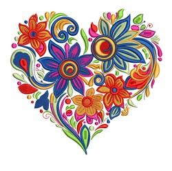 Flower Heart Embroidery Design | EmbroideryDesigns.com