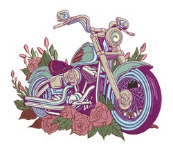 Motorcycle Roses Embroidery Design | EmbroideryDesigns.com