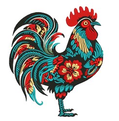 Floral Chicken Embroidery Design | EmbroideryDesigns.com
