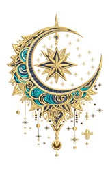 Crescent Moon Embroidery Design | EmbroideryDesigns.com