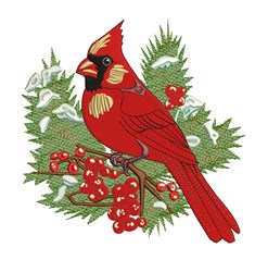 Cardinal In Holly Embroidery Design | EmbroideryDesigns.com
