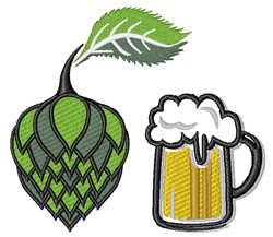 Hops & Beer Embroidery Design | EmbroideryDesigns.com