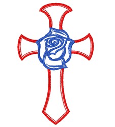 Cross & Rose Outline Embroidery Design | EmbroideryDesigns.com