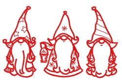 Redwork Gnomes Embroidery Design | EmbroideryDesigns.com