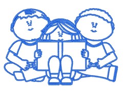 Children Reading Outline Embroidery Design | EmbroideryDesigns.com