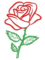 Blooming Red Rose Outline Embroidery Design | EmbroideryDesigns.com