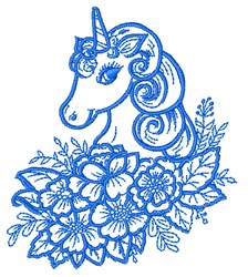 Unicorn In Flowers Embroidery Design | EmbroideryDesigns.com
