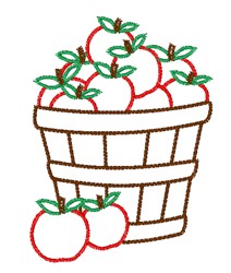 Apple Basket Outline Embroidery Design | EmbroideryDesigns.com