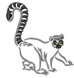 Ringtail Lemur Embroidery Design | EmbroideryDesigns.com
