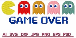 PacMan Game Over Embroidery Design | EmbroideryDesigns.com