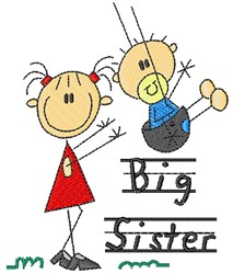 Big Sister Stick Figure Embroidery Design | EmbroideryDesigns.com