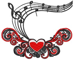 Swirly Musical Staff Embroidery Design | EmbroideryDesigns.com