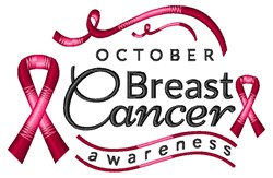 October Cancer Awareness Embroidery Design | EmbroideryDesigns.com