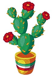 Flowering Potted Cactus Embroidery Design | EmbroideryDesigns.com