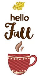 Hello Fall Coffee Embroidery Design | EmbroideryDesigns.com