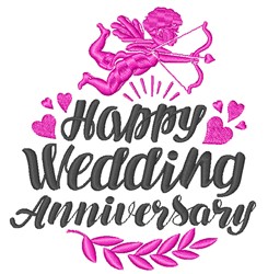 Happy Wedding Anniversary Embroidery Design | EmbroideryDesigns.com