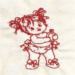 Redwork Baby Girl Embroidery Design | EmbroideryDesigns.com