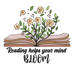 Reading Helps Your Mind Bloom Embroidery Design | EmbroideryDesigns.com
